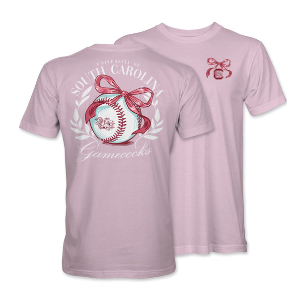 SOUTH CAROLINA GAMECOCKS PINK BOW BASEBALL TEE - Gamecock Traditions