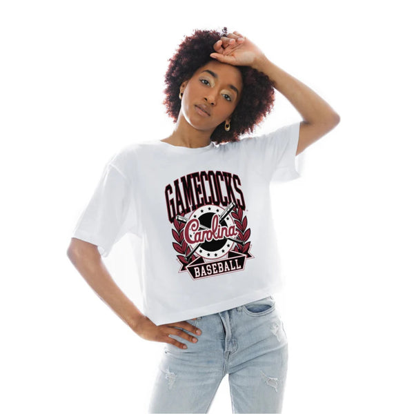 SOUTH CAROLINA GAMECOCKS WHITE BASES LOADED BOXY CROP - Gamecock Traditions