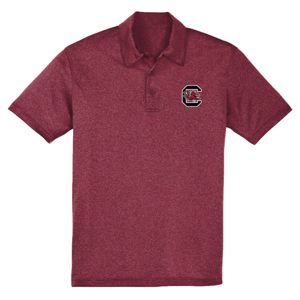 HEATHER GARNET BLOCK C POLO - Gamecock Traditions