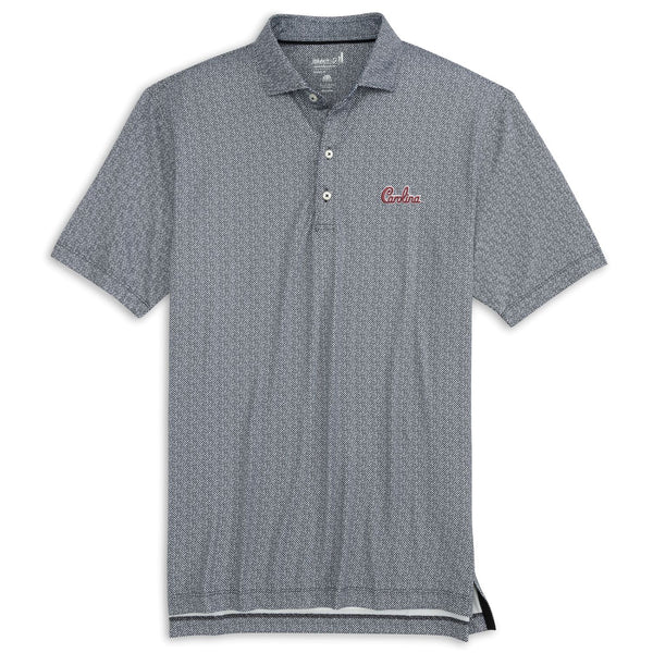 SOUTH CAROLINA GAMECOCKS BLACK AND WHITE STRIPE SCRIPT POLO BY JOHNNIE ...
