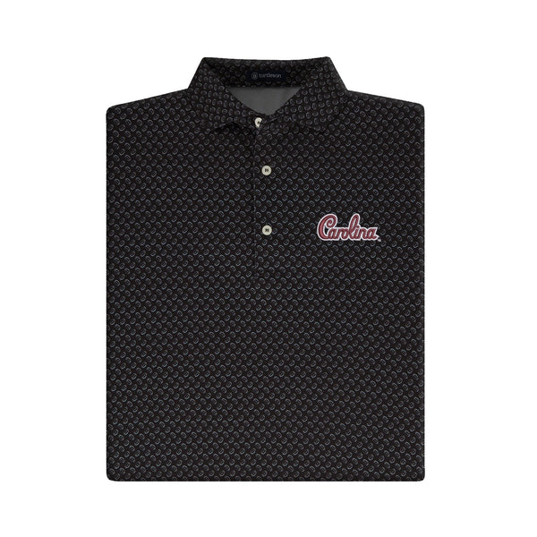 SOUTH CAROLINA GAMECOCKS TURTLESON BLACK AND WHITE BLITZ SCRIPT POLO ...