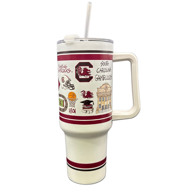 SOUTH CAROLINA GAMECOCKS WHITE/GARNET 40OZ TUMBLER - Gamecock Traditions